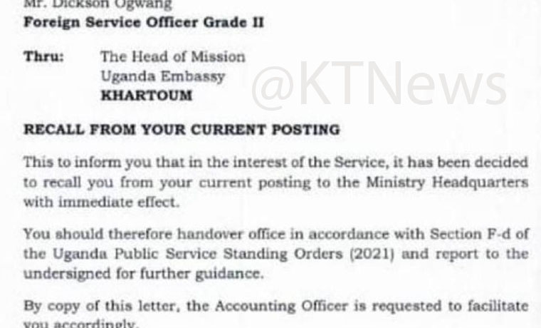 Dickson Ogwang Okul Recalled From Foreign Service – Kamwokya Times